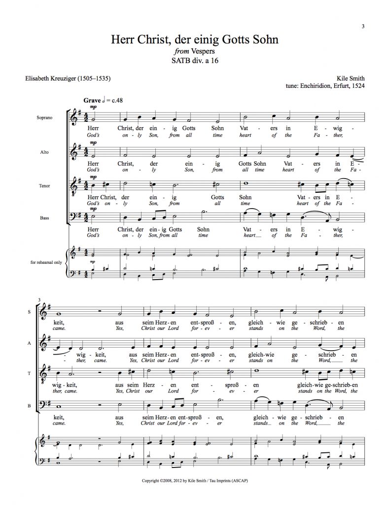 Herr Christ, der einig Gotts Sohn, with the Aestas Consort | Kile Smith ...